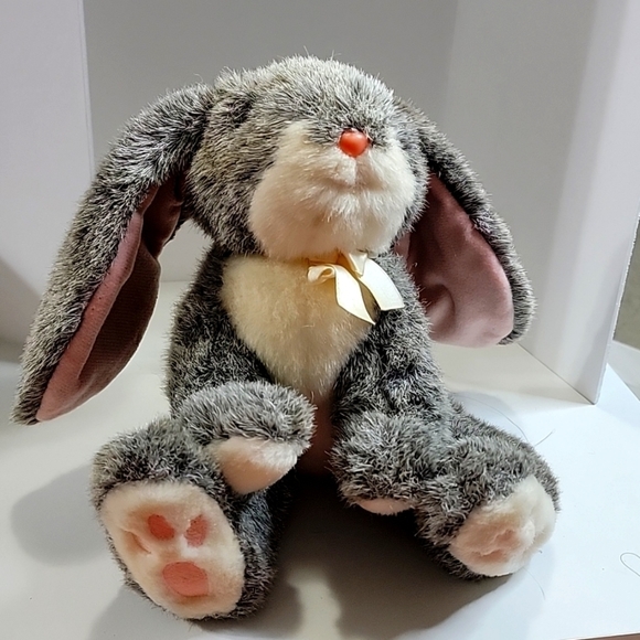 Toys | Russ Berrie Plush Bunny Rabbit Bouncy Gray White Pink Stuffed ...